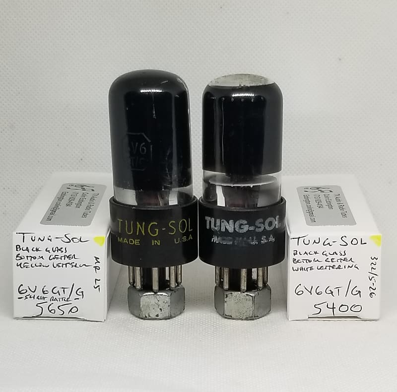 Tung-Sol 6V6GT/G Black Glass Well Matched (4.4%) Pair NOS 6V6 | Reverb