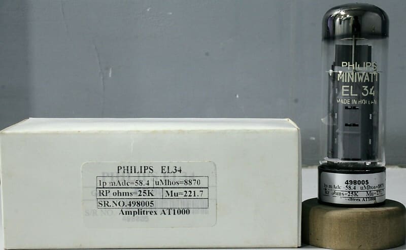 EL34 6CA7 PHILIPS MINIWATT O Getter Made in Holland Amplitrex | Reverb