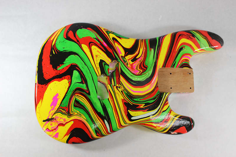Multicolor DNA swirl Mahogany P bass guitar body - fits | Reverb