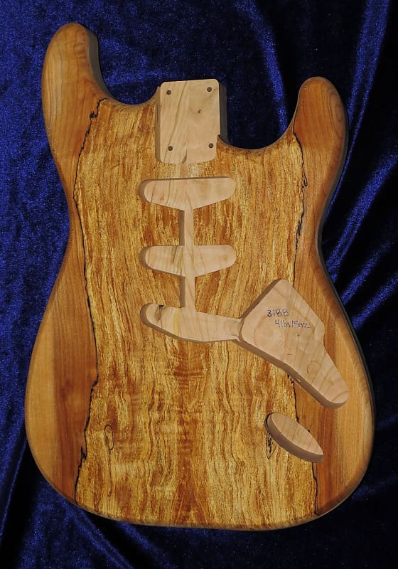 Spalted Maple Top / Wild Cherry Strat body Standard Hardtail | Reverb