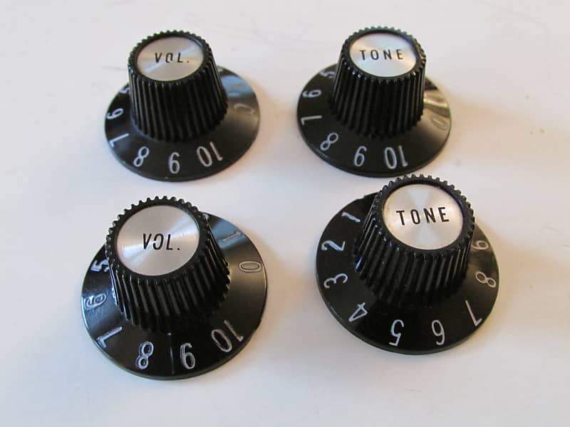 Vintage 1960's/'70's Gibson Witch Hat Knobs Black/Silver EXC | Reverb
