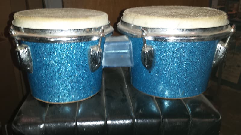 vintage tunable blue sparkle bongo drums | Reverb
