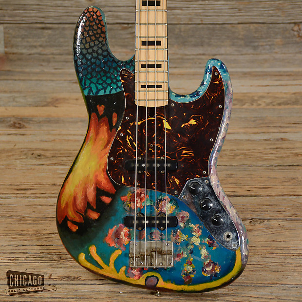 Hand-Painted MIJ Psychedelic 70's J-Bass Copy USED | Reverb