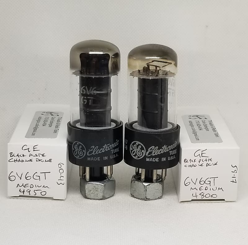 GE 6V6GT Clear Glass Black Plate Well Matched (3.0%) Pair NOS | Reverb