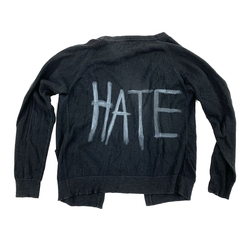 "HATE" Cardigan Owned by Frank Iero | Reverb