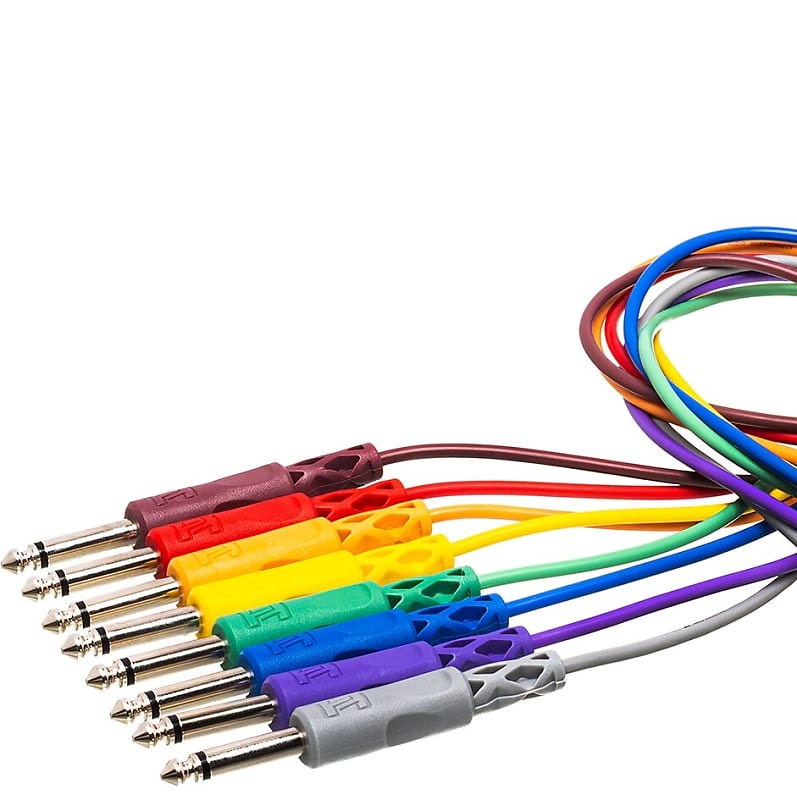 Hosa CPP-Series Patchbay Cables, (1/4" TS x 8), 3 foot | Reverb