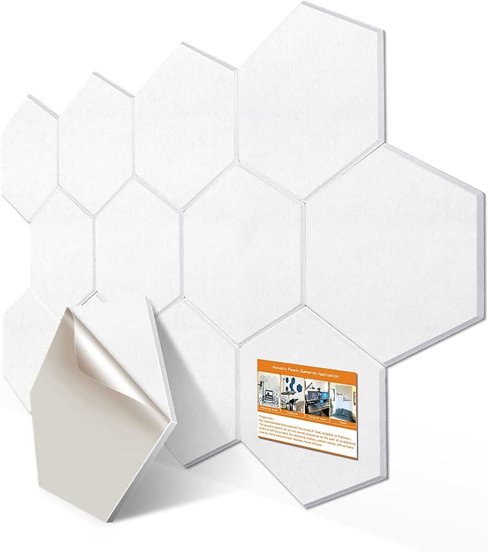12 Pack Self adhesive Hexagon Acoustic Panels Sound Proof | Reverb