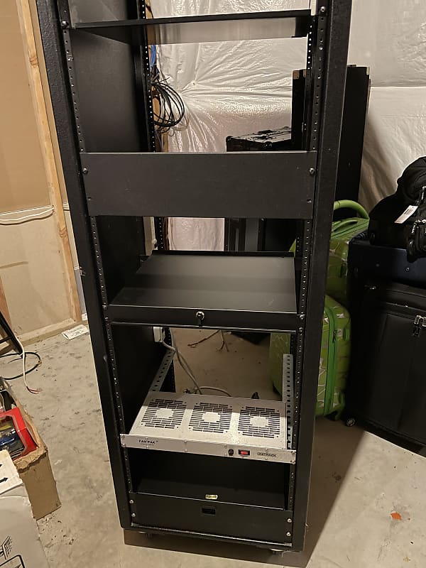 19" Equipment Rack, 6 feet tall, Black Solid Wood plus rack | Reverb