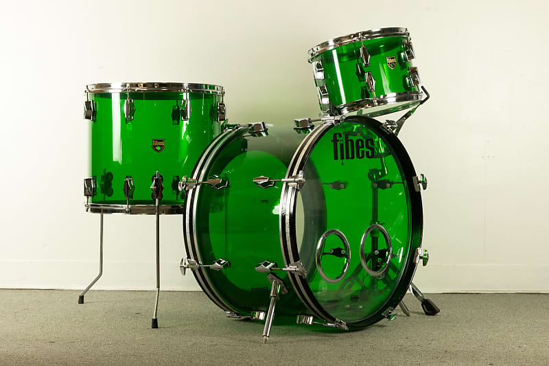 2000s Fibes Green Crystalite Drum Set | Reverb