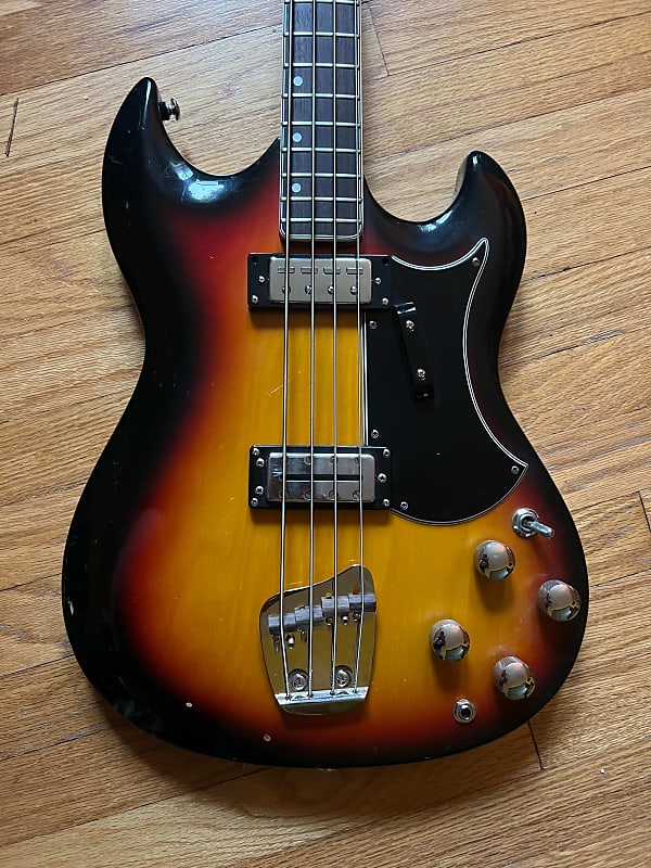 Univox Badazz Bass 1971 Orange Sunburst w/ original HSC | Reverb