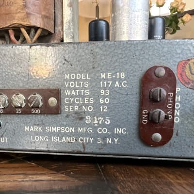 Vintage 1950’s Masco ME-18 Tube Amp Head | Reverb