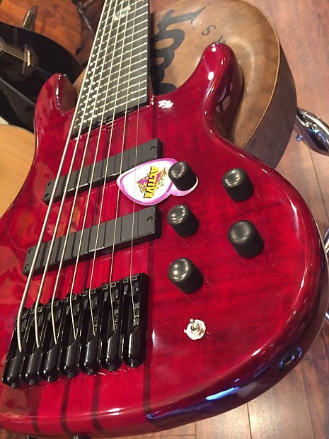 Wolf 7 String Bass Flamed Maple top (solid) Red w/ gigbag | Reverb