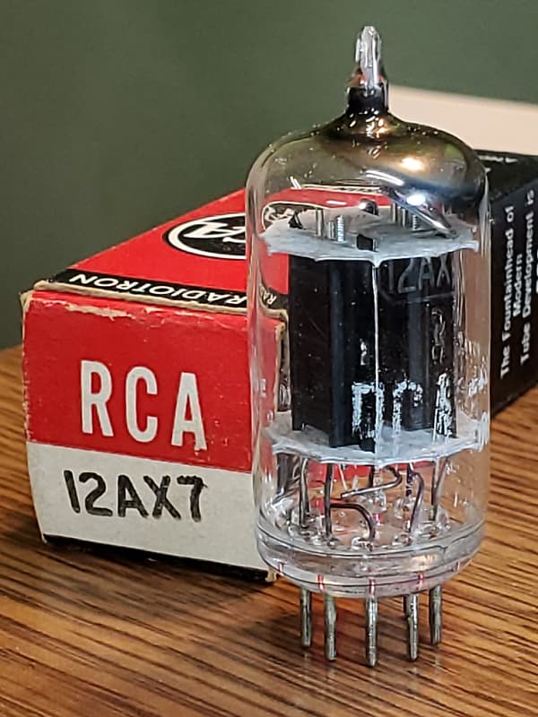 12AX7 RCA Black Plate Angled Getter MaxiPreamp2/TV7 Tested (1 | Reverb