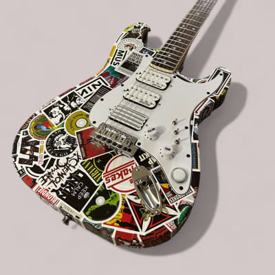 PARTSCASTER - STICKER BOMB - 3 HUMBUCKERS - TREBLE BLEED | Reverb