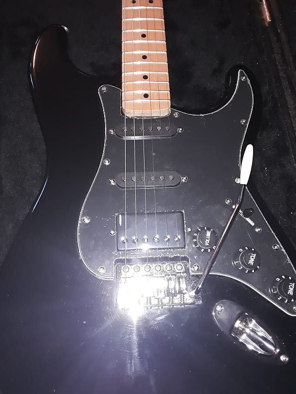 Partscaster Strat 2010 - Black with black pickguard | Reverb