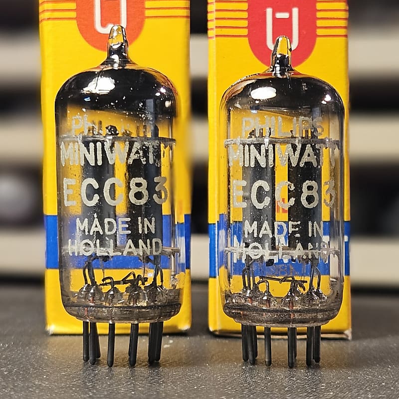 Philips ECC83 mC5 Matched Pair 12AX7 1957 - Long Plate D Foil | Reverb