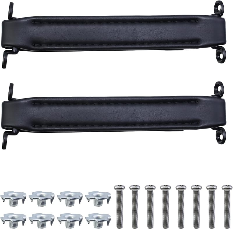 2PCS Black Vintage Leather AMP Amplifier Handles 8.27" | Reverb