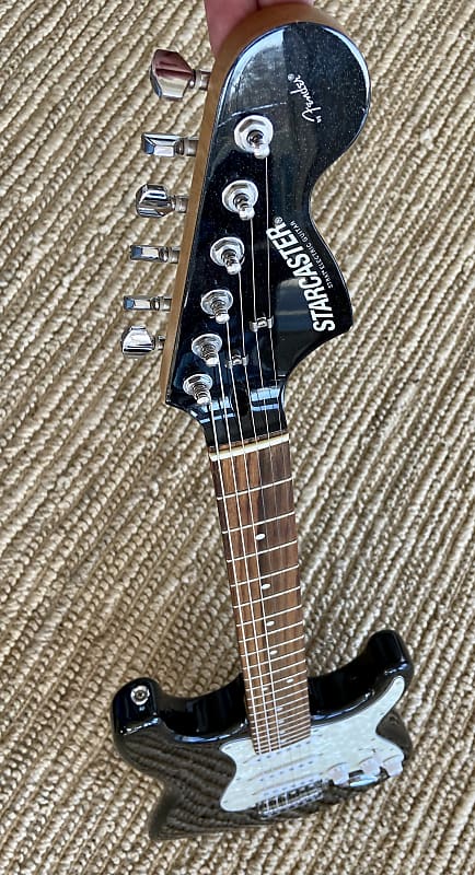Fender Starcaster Stratocaster Black with matching headstock | Reverb