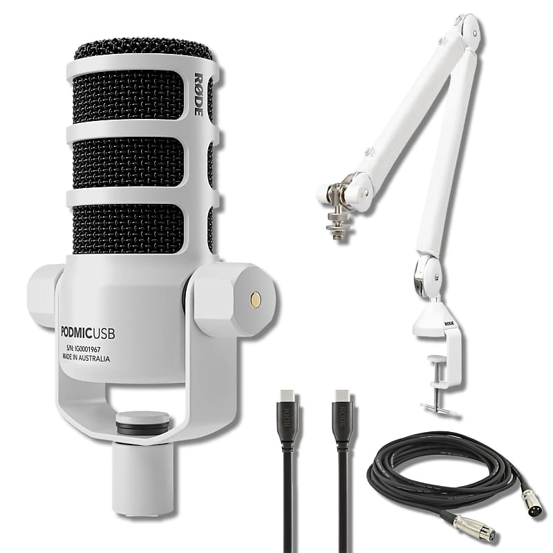 Rode PodMic USB and XLR Dynamic Broadcast Microphone (White) | Reverb