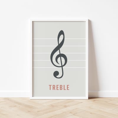 Treble Clef Print - Musical Note Art, Music Notes Poster, | Reverb