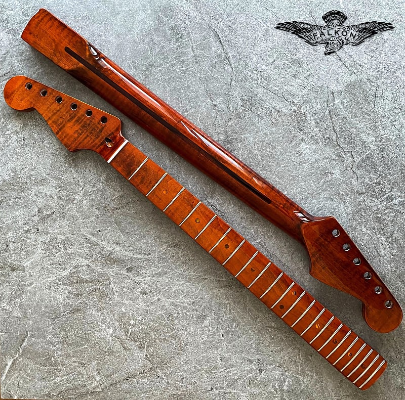 Strat electric guitar Left Handed Neck Tiger Flame Maple 22 | Reverb