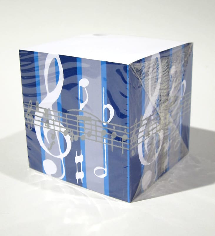 Blue Music Note Pad Cube w/ Pen Hole | Reverb