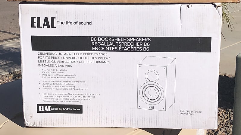 ELAC Debut B6 Walnut Bookshelf Speakers, Pair - NEW In Box | Reverb