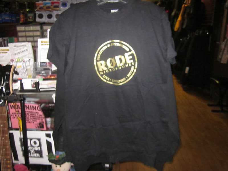 RODE Microphones Adult Cotton T-Shirt - Black/Gold Medium | Reverb