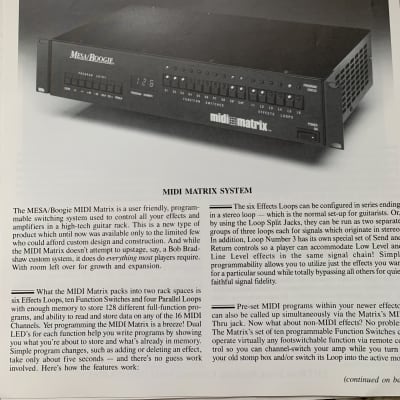 Mesa Boogie Amp Literature 1991 Triaxis Mark IV I MIDI Matrix | Reverb