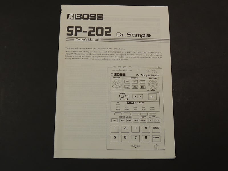 Boss SP-202 Owner's Manual [Three Wave Music] | Reverb
