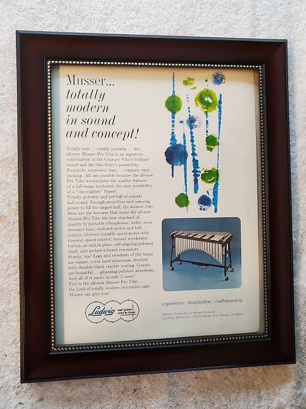 1966 Musser Vibes Color Promotional Ad Framed Musser Pro Vibe | Reverb