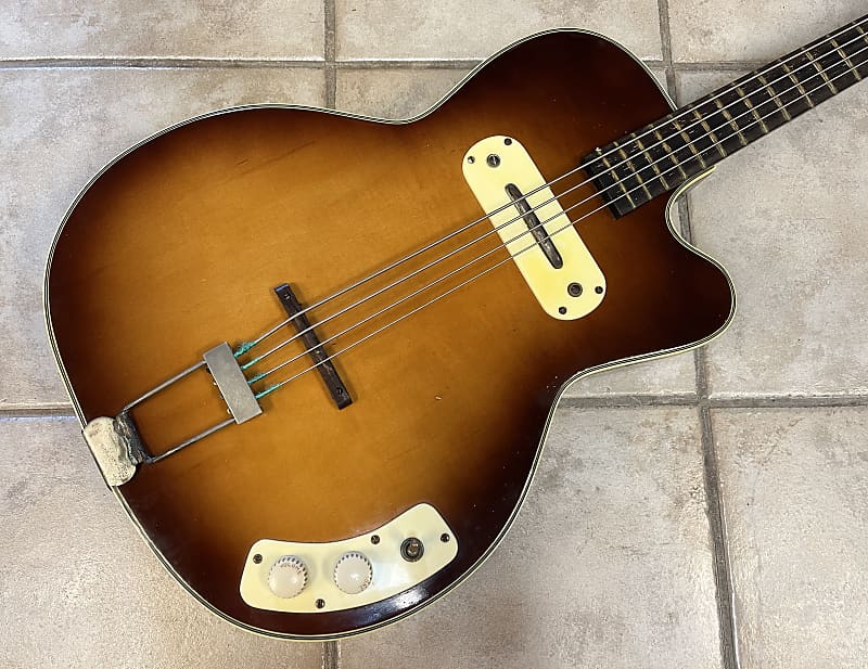 Vintage 1959 1960 Kay K5965 Electric Bass Guitar Sunburst | Reverb