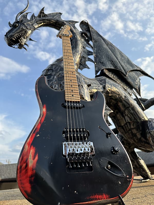 Warmoth Warhead Super Strat Relic 2023 - Black Over Dakota | Reverb