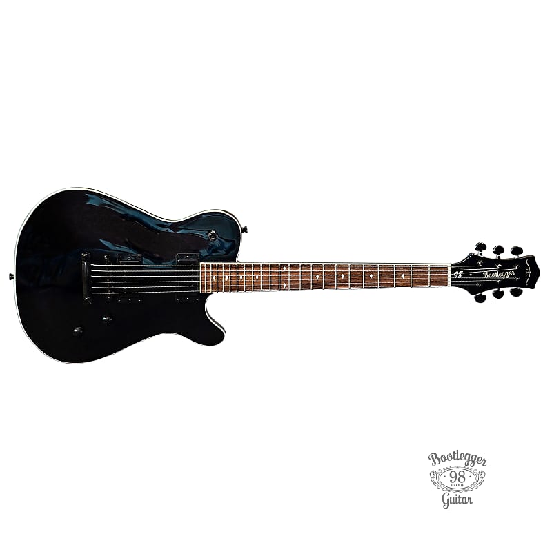 Bootlegger Guitar Rye Black Outlaw With OHSC Case, Flask & | Reverb