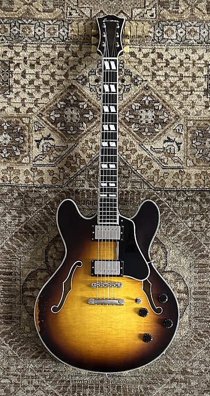 Eastman T59/V-SB Deluxe Thinline Electric in Antique Sunburst | Reverb