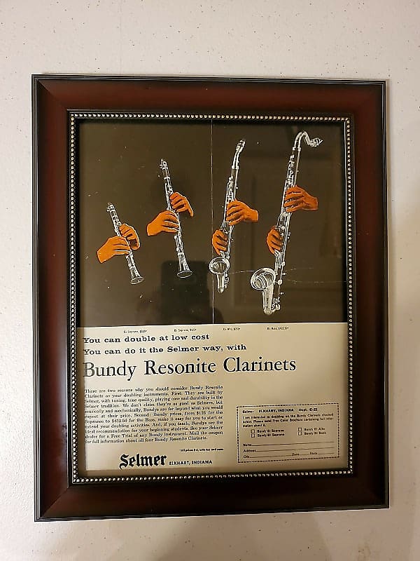 1958 Selmer Horns Promotional Ad Framed Bundy Resonite | Reverb