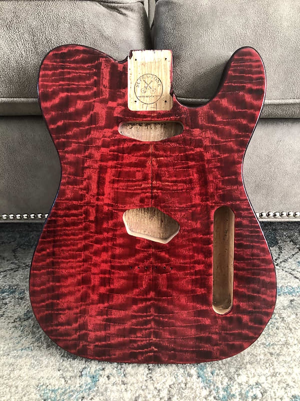 Telecaster Body, Transparent Red, Quilted Maple, Made in USA | Reverb