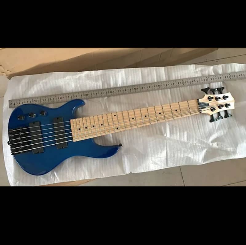 Left handed. Mini bass. 6 string. Blue | Reverb