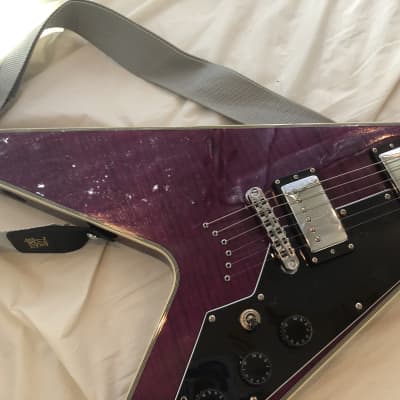 Schecter Custom Flying V Electric Guitar Purple Flamed NICE | Reverb
