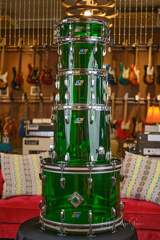 Ludwig Vistalite 5 Piece Kit - Ultra Rare Green Shells! | Reverb