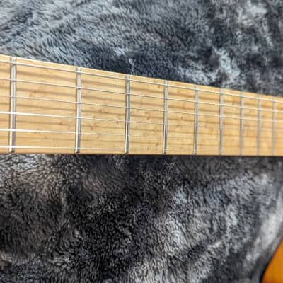 Left Handed Warmoth Explorer - Transparent Amber w/ birdseye | Reverb