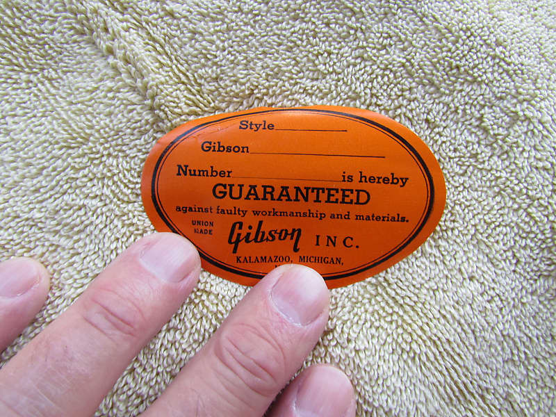 Gibson Orange Label Blank Gibson Orange Interior Label | Reverb