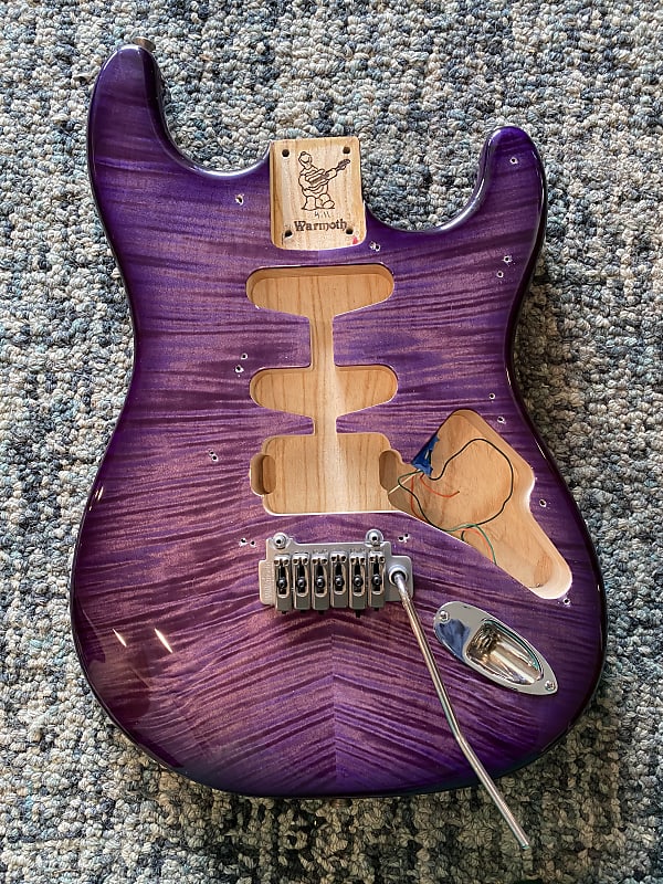 Warmoth Purple Flame top Strat Body with Bridge | Reverb