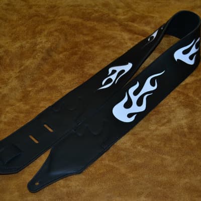 Carlino White Flame Strap Black Leather, White Flame | Reverb