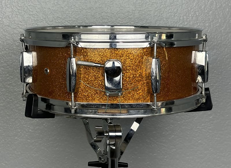 MIJ gold sparkle Snare drum 1970’s - Gold Sparkle wrap | Reverb