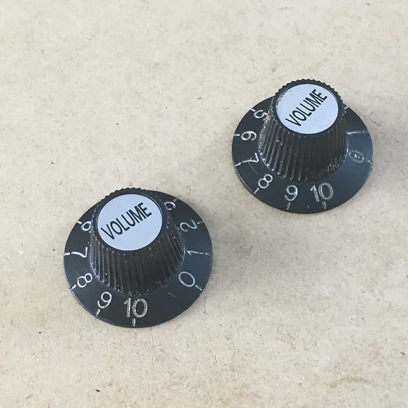 Two “Volume” Top Witch Hat Knobs Push On Black Aged Relic | Reverb