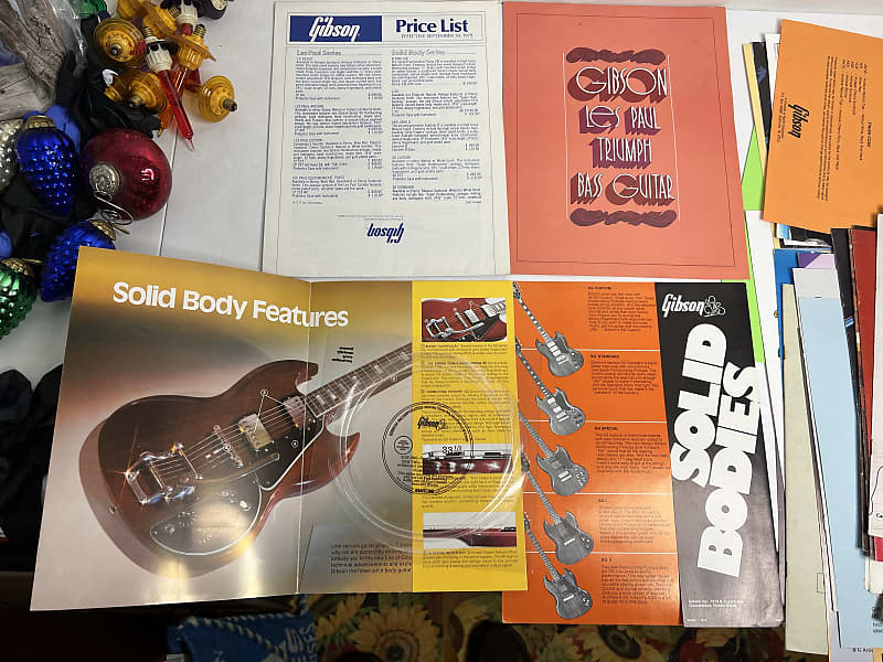 Gibson Catalogs, price list, 33 1/3 and lp record 70s | Reverb