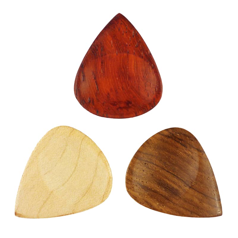 Exotic Wood Plectrum 3 Pick Sampler Pack - Teak, Padauk, & | Reverb