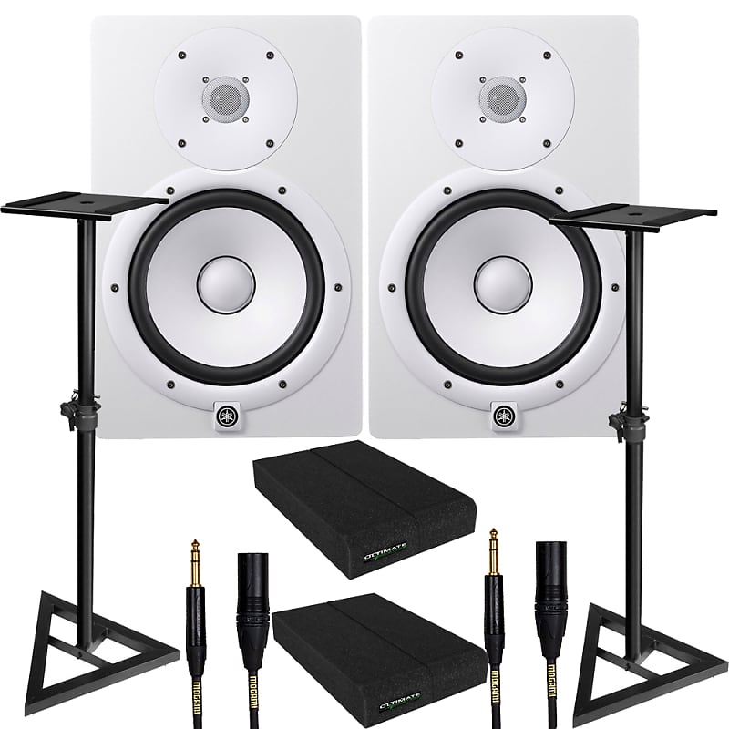 Mint Yamaha HS8 White Studio Monitor Pair with Ultimate | Reverb