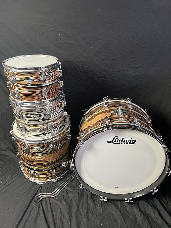 1971 Ludwig Standard Series 4 pc. Drumset Gold Strata wrap | Reverb